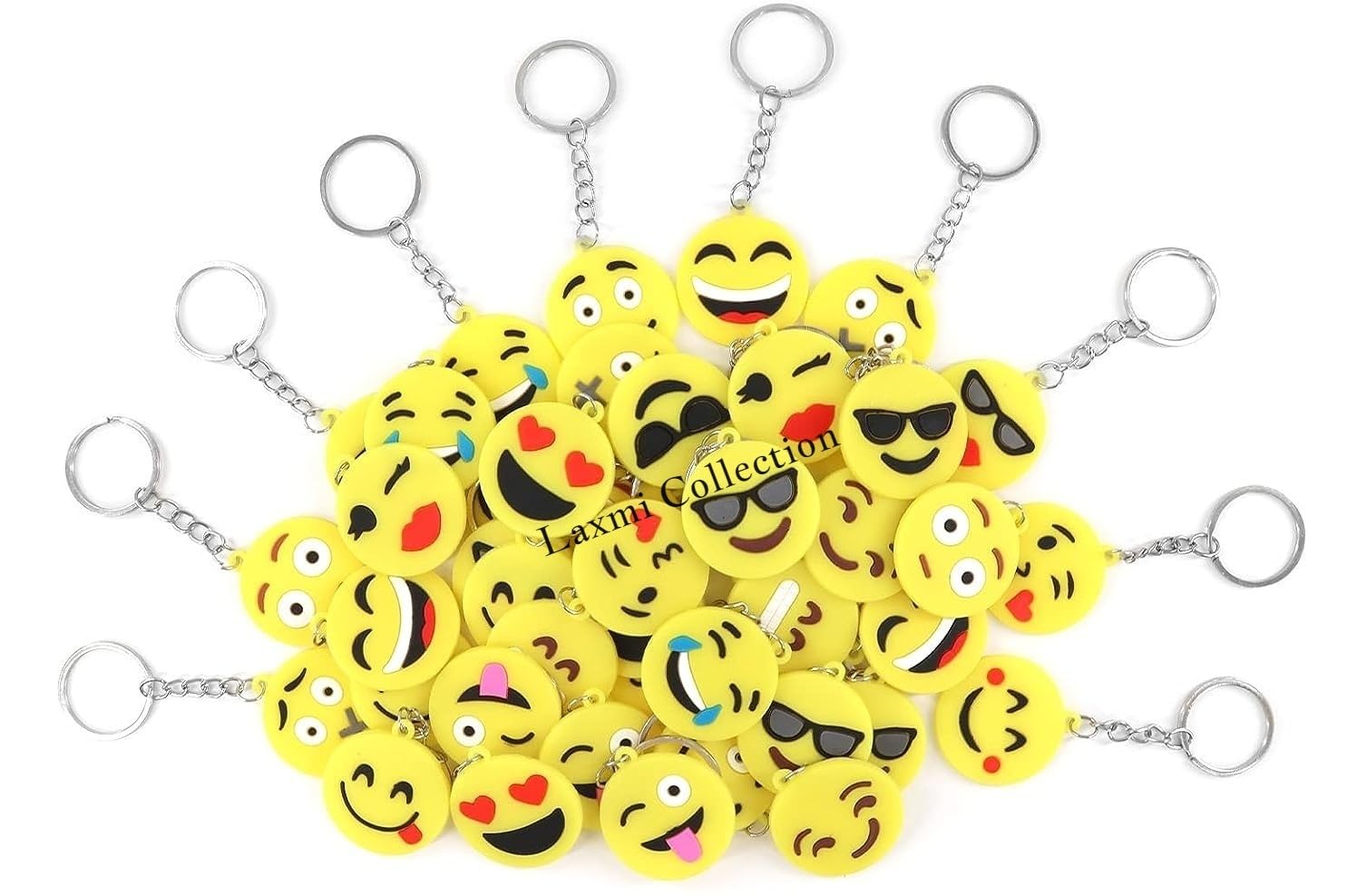 Laxmi Collection 6 Pcs Smiley Emoji Keyrings Key Chains for Kids Boys ...