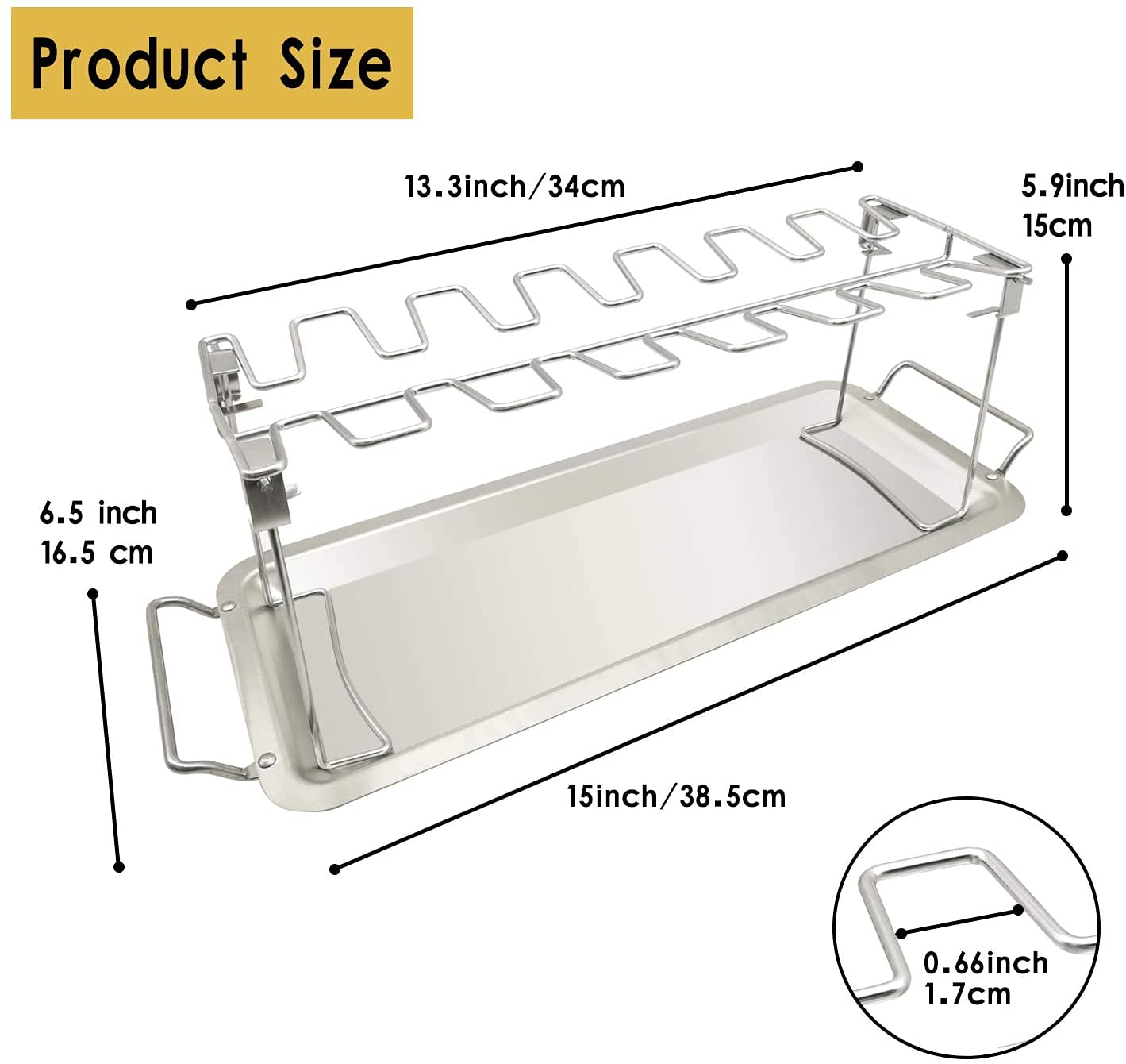 VIKEYHOME Chicken Leg Wing Grill Rack 14 Slots Stainless Steel Metal ...