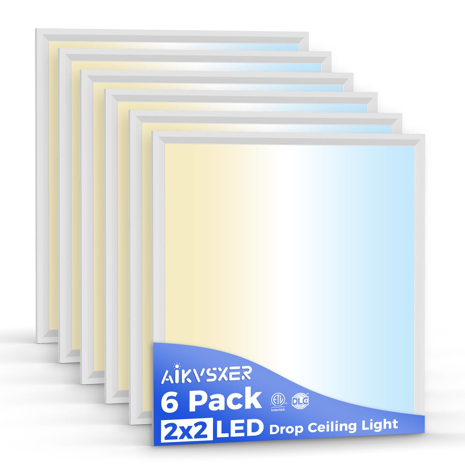 AIKVSXER 2x2 Led Flat Panel Light - 6 Pack 3000K/4000K/5000K Selectable Color Temperature 20W ...