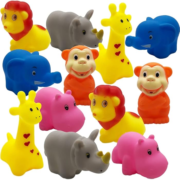 Buy ArtCreativity Vinyl Zoo Animals, Pack of 12 Assorted Squeezable ...