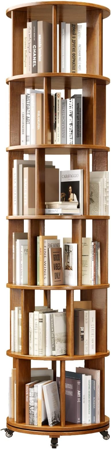 Amazon.com: 6 Tier Rotating Bookshelf Tower Spinning Bookshelf with ...