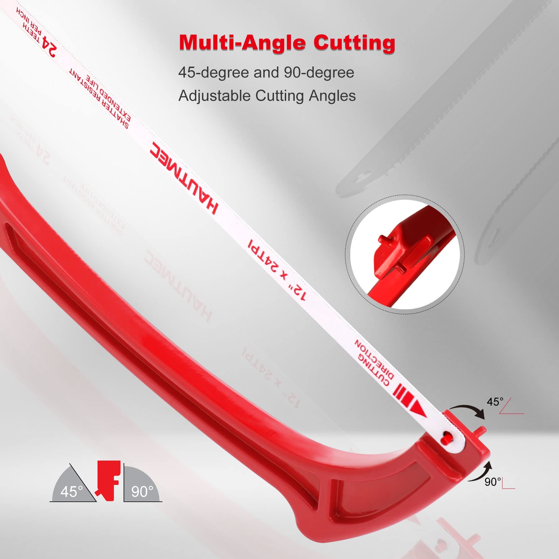 Snapklik.com : HAUTMEC 12 Inch Hacksaw, Adjustable Heavy Duty Hacksaw Frame