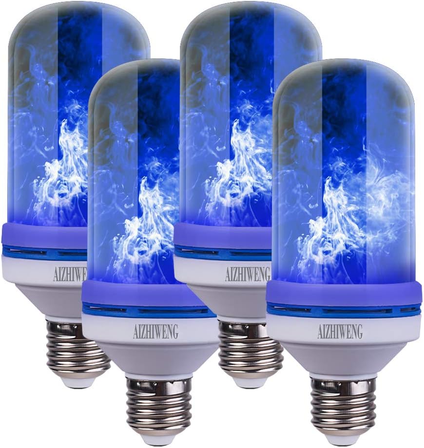 Flame Light Bulb (4 Pack Blue) | LED Flame Effect Light Bulbs with ...