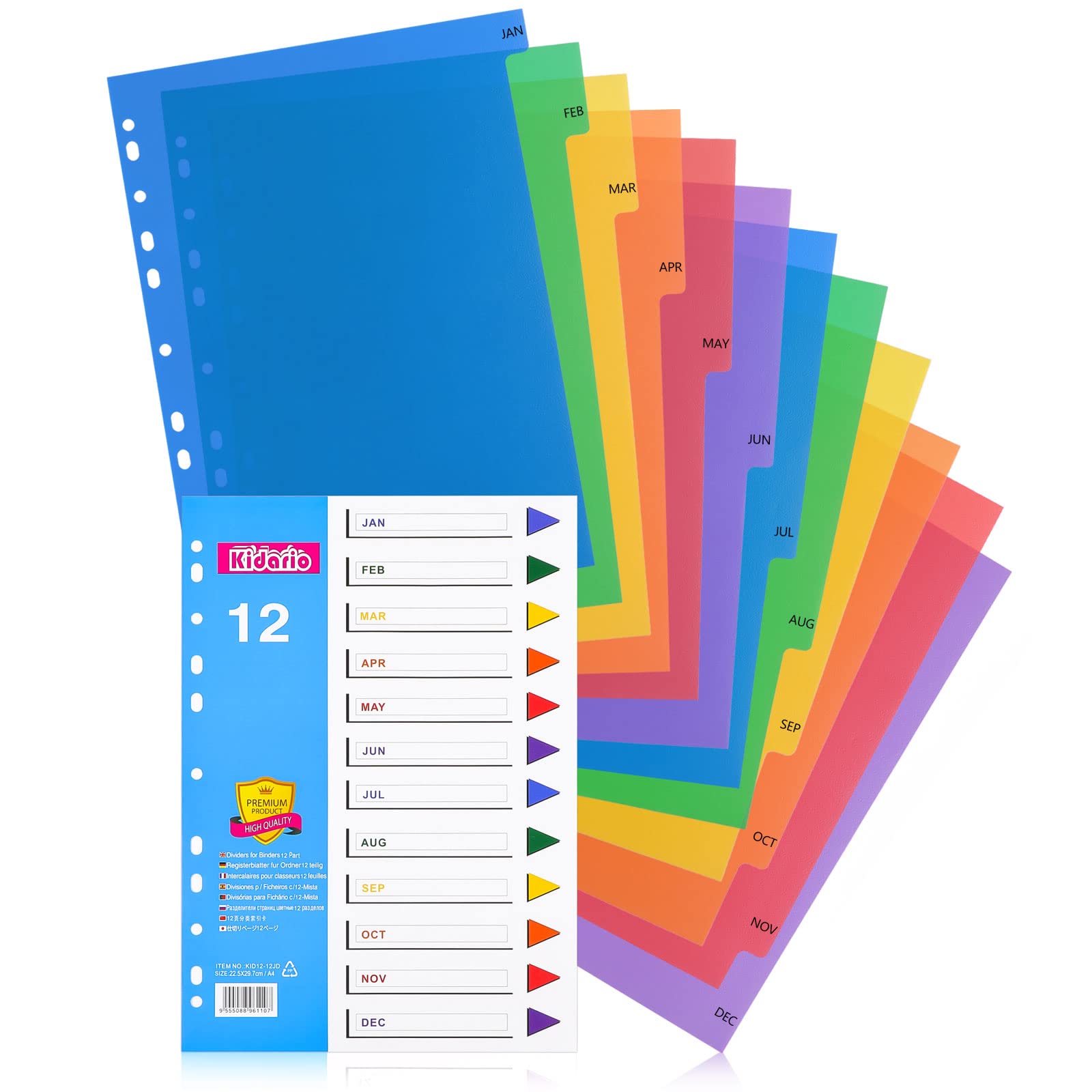 File Dividers A4, 12 Part Folder Dividers, 3 Pack Extra Wide Pre ...