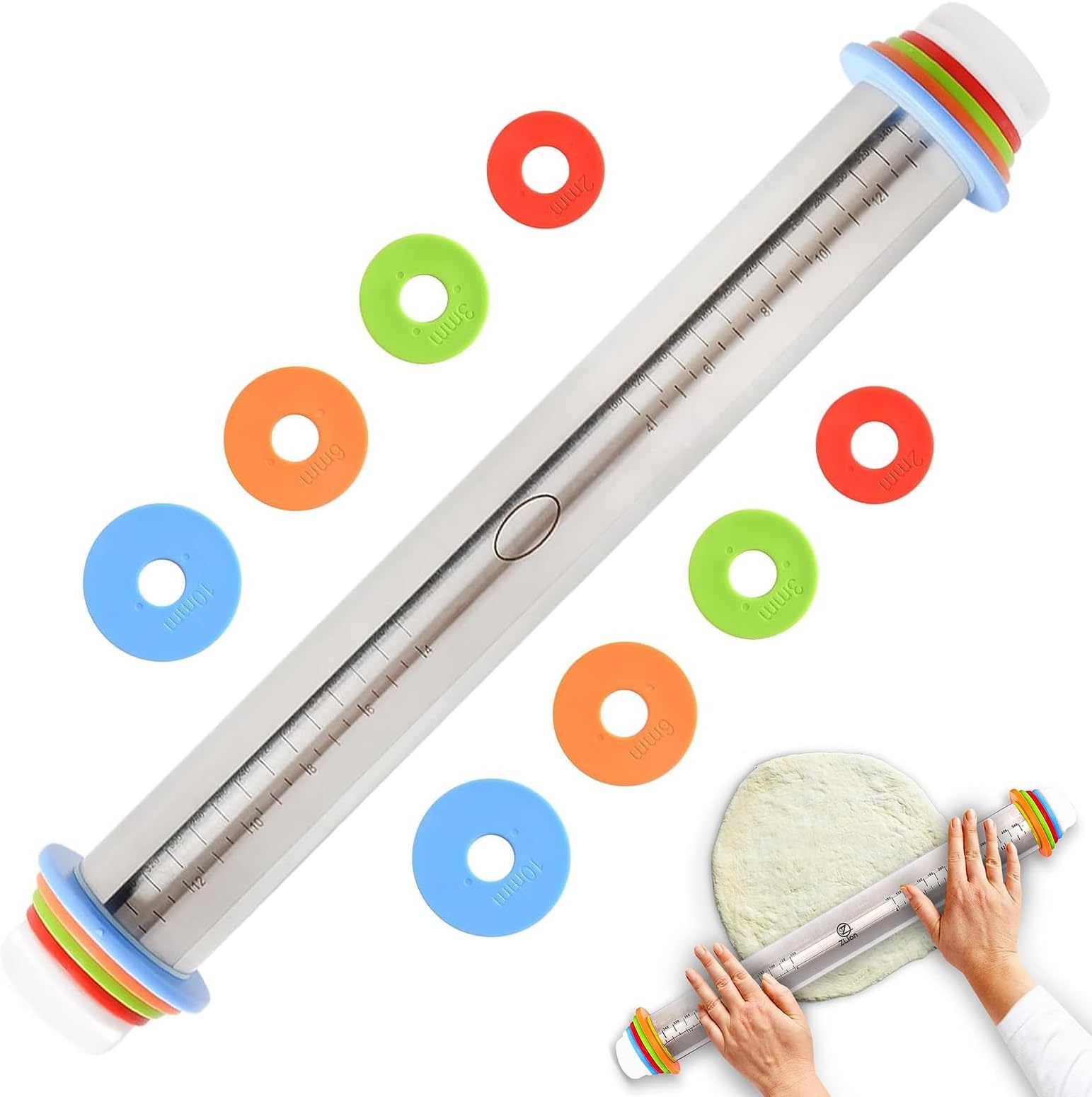 Sallys Profi Ausrollstab- 50 cm, Antihaftbeschichtetes Nudelholz aus ...