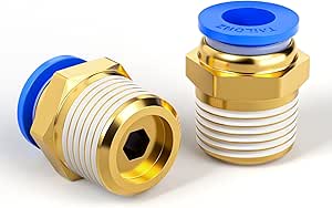 TAILONZ PNEUMATIC Blue Straight 6mm Tube OD x 1/8 Inch G Thread Push to Connect Fitting PC6-01 ...