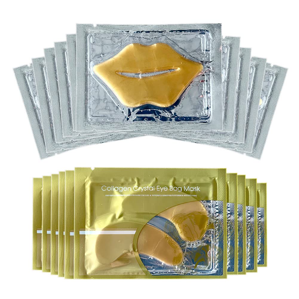 24k Gold Eye And Lip Mask Set 10 Pairs Gold | Desertcart INDIA