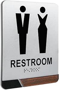 Amazon.com: Maoerzai Restrooms Sign, Unisex Bathroom Sign, Men and ...
