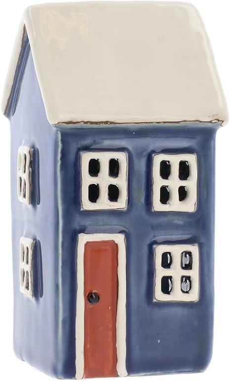 Shudehill Giftware Village Pottery Ceramic House Mini Tealight - Navy ...