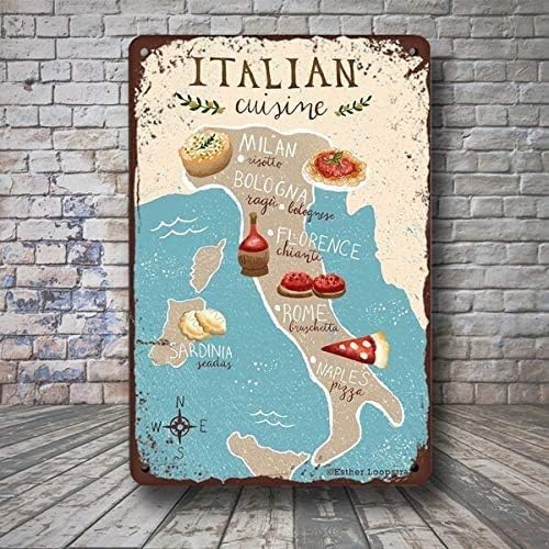 Amazon.com: Pzecaru Vintage Metal Plaque Poster Italian Food Map Metal ...