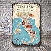 Biopracess Italian Food Map Plaque Retro Gift Metal Sign Retro Vintage ...