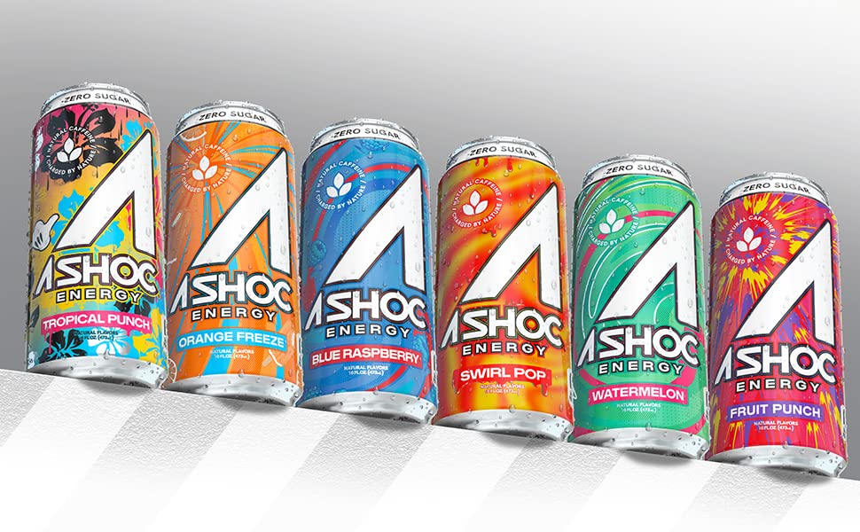 A SHOC Performance Energy Drink, Swirl Pop, lata de 16 onzas, mezcla de ...