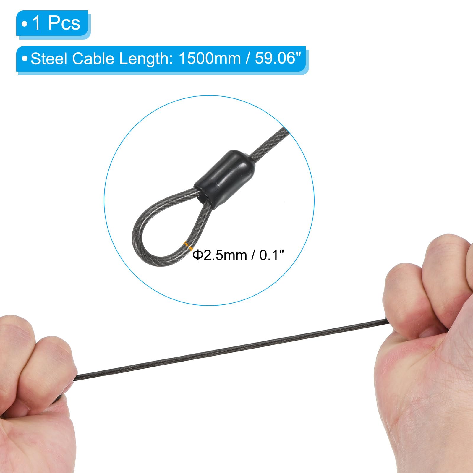 PATIKIL Security Steel Cable with 3 Digit Combination Lock, 4.9Ft/1.5M ...