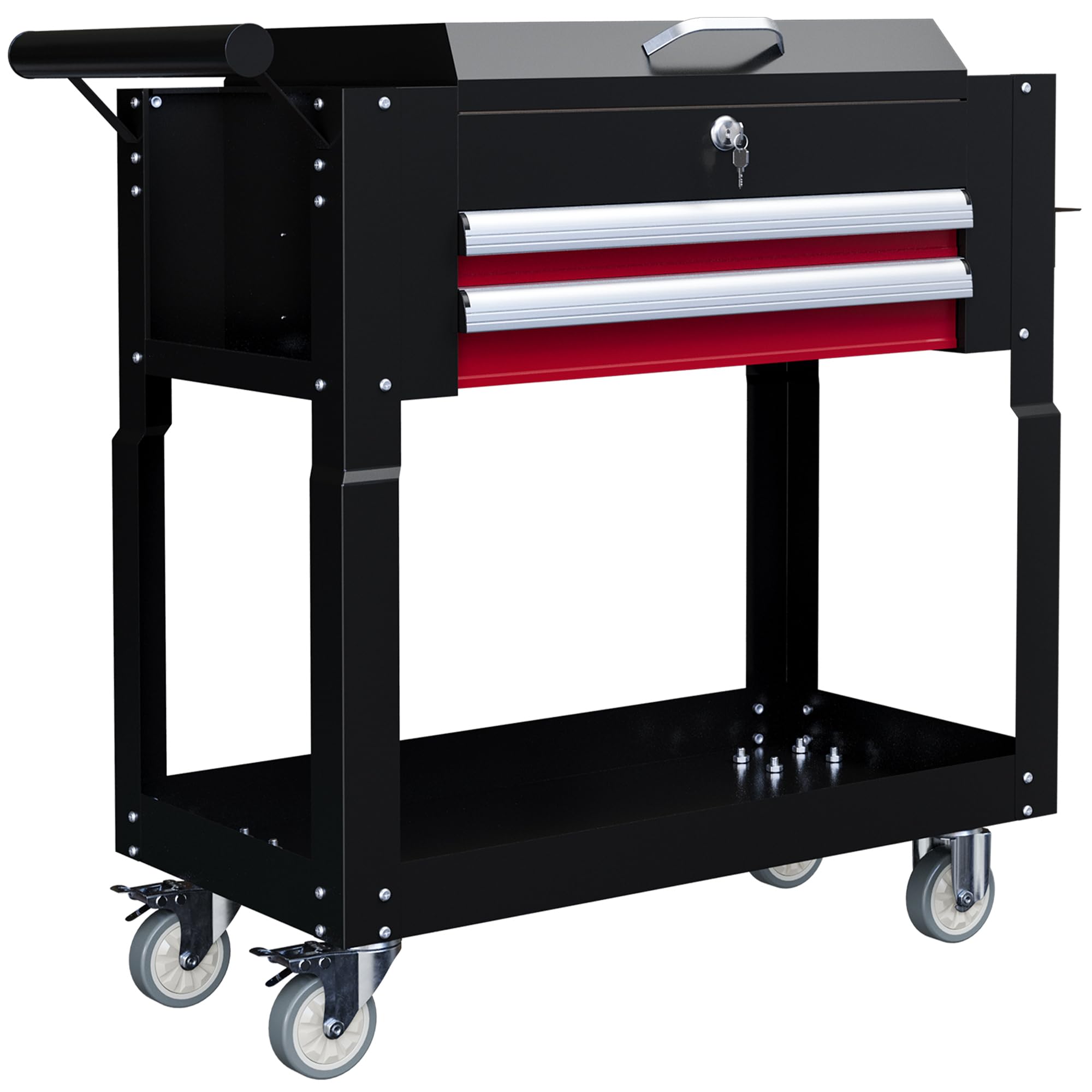 HOMCOM Rolling Tool Cart with Wheels, 330 LBS Capacity Heavy Duty Steel ...