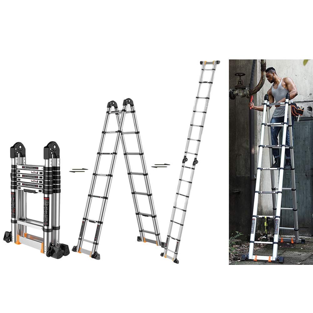 Buy Ladders,5M/16.5Ft Stairs Aluminum Telescoping Extension Ladder, A ...