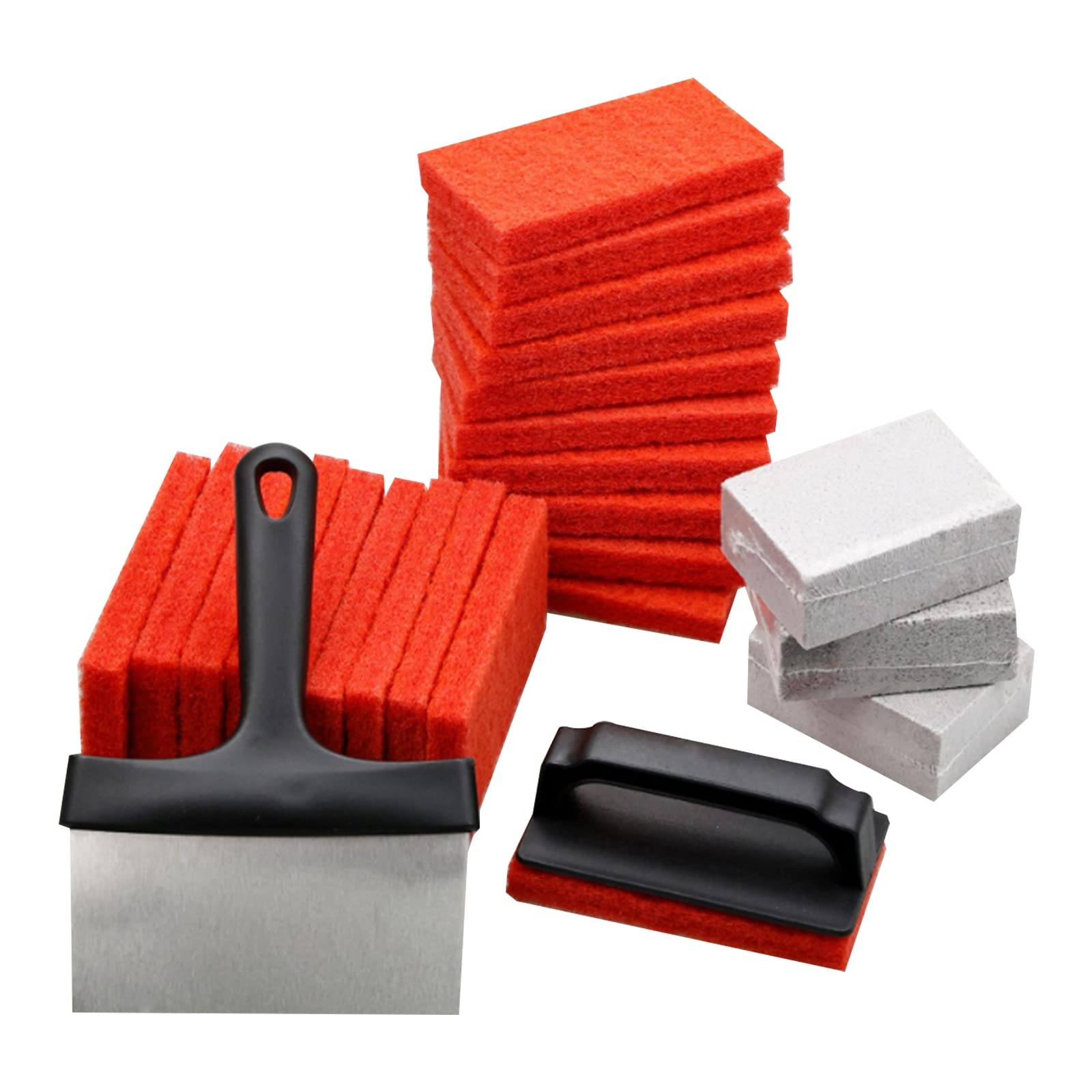 Griddle Cleaning Kit- 20 Scouring Pads, 3 Grill Bricks, 1 Indoor Grill ...