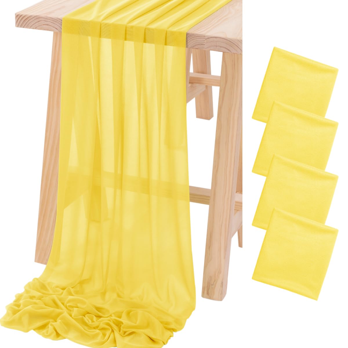 Snapklik.com : 4pcs Yellow Gauze Table Runner Chiffon Like Wedding ...