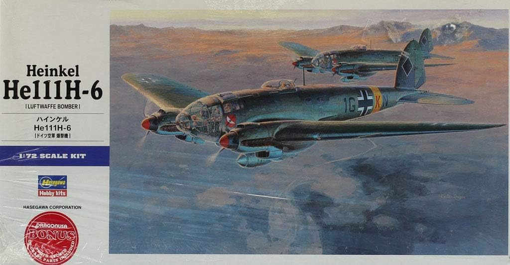 Amazon.com: Hasegawa 1:72 Heinkel He-111 H-6 Luftwaffe Bomber Plastic ...