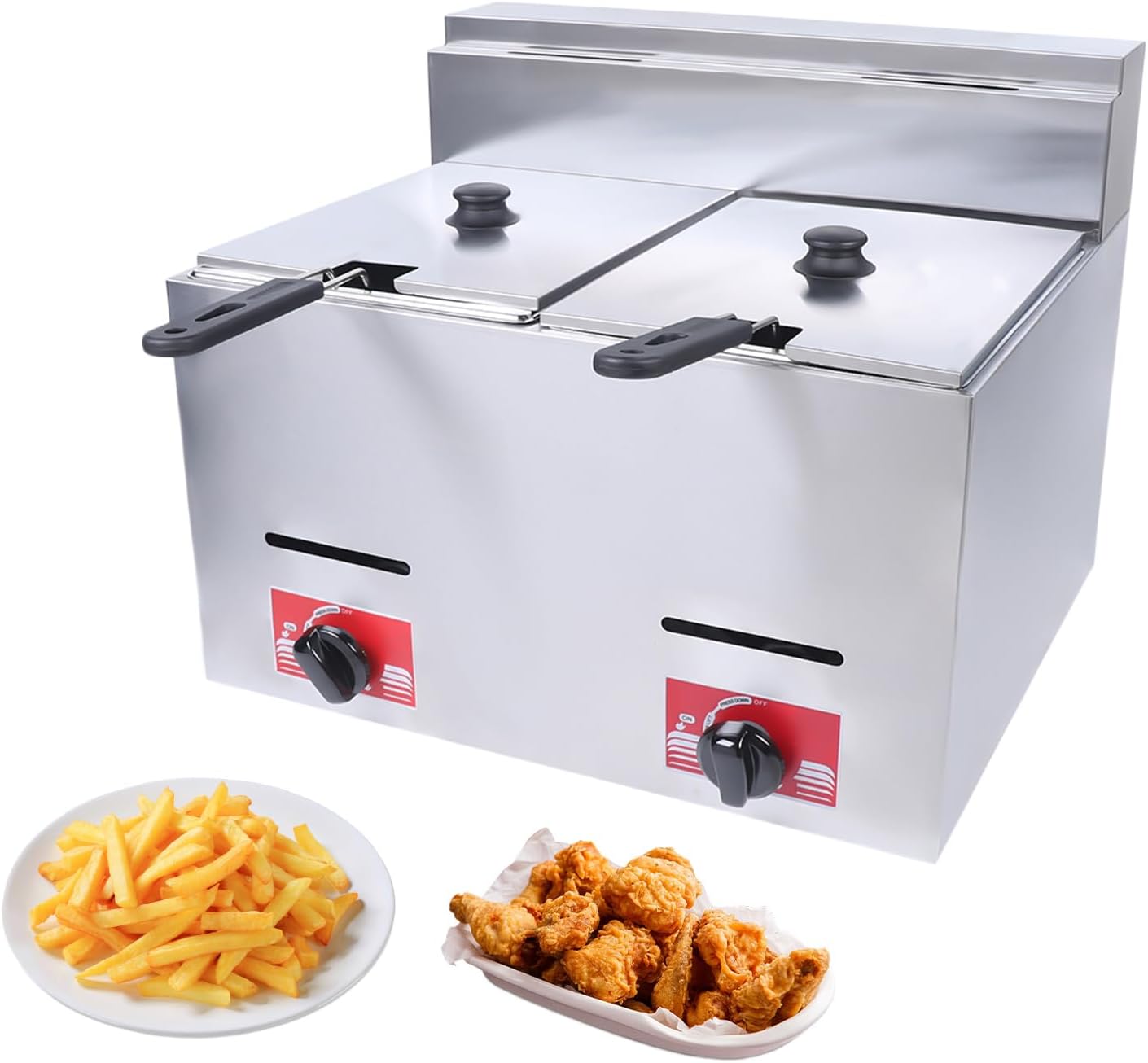 Amazon.com: Countertop Gas Fryer 12L Commercial LPG Liquefied Gas Deep ...