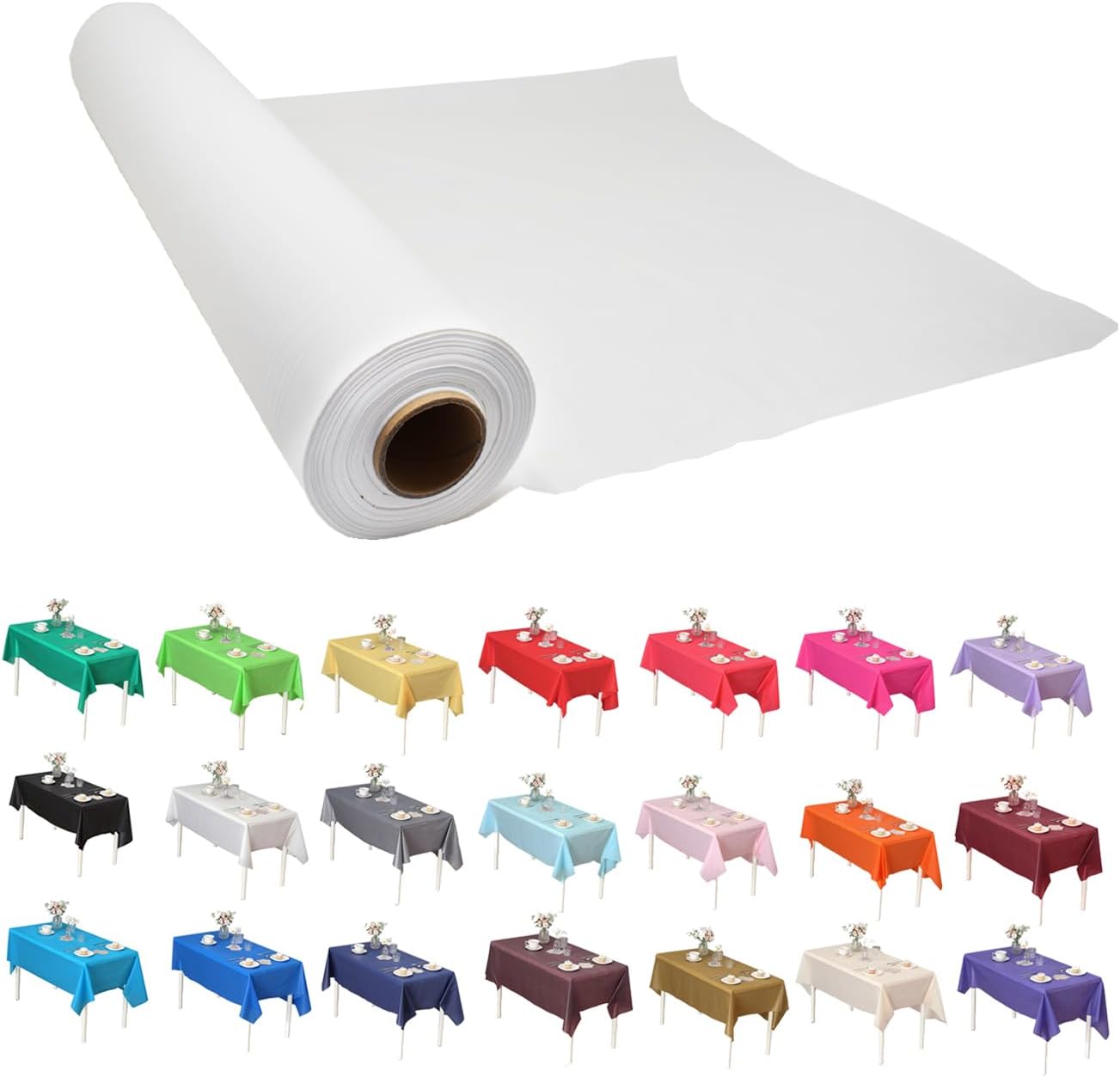 Amazon.com: Table-Mate Plastic Party Banquet Table Cover Roll - 300 ft ...