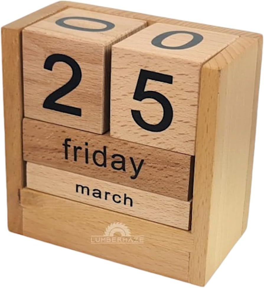 Amazon.com : Perpetual Block calendar for desk by Lumberkart, Month ...