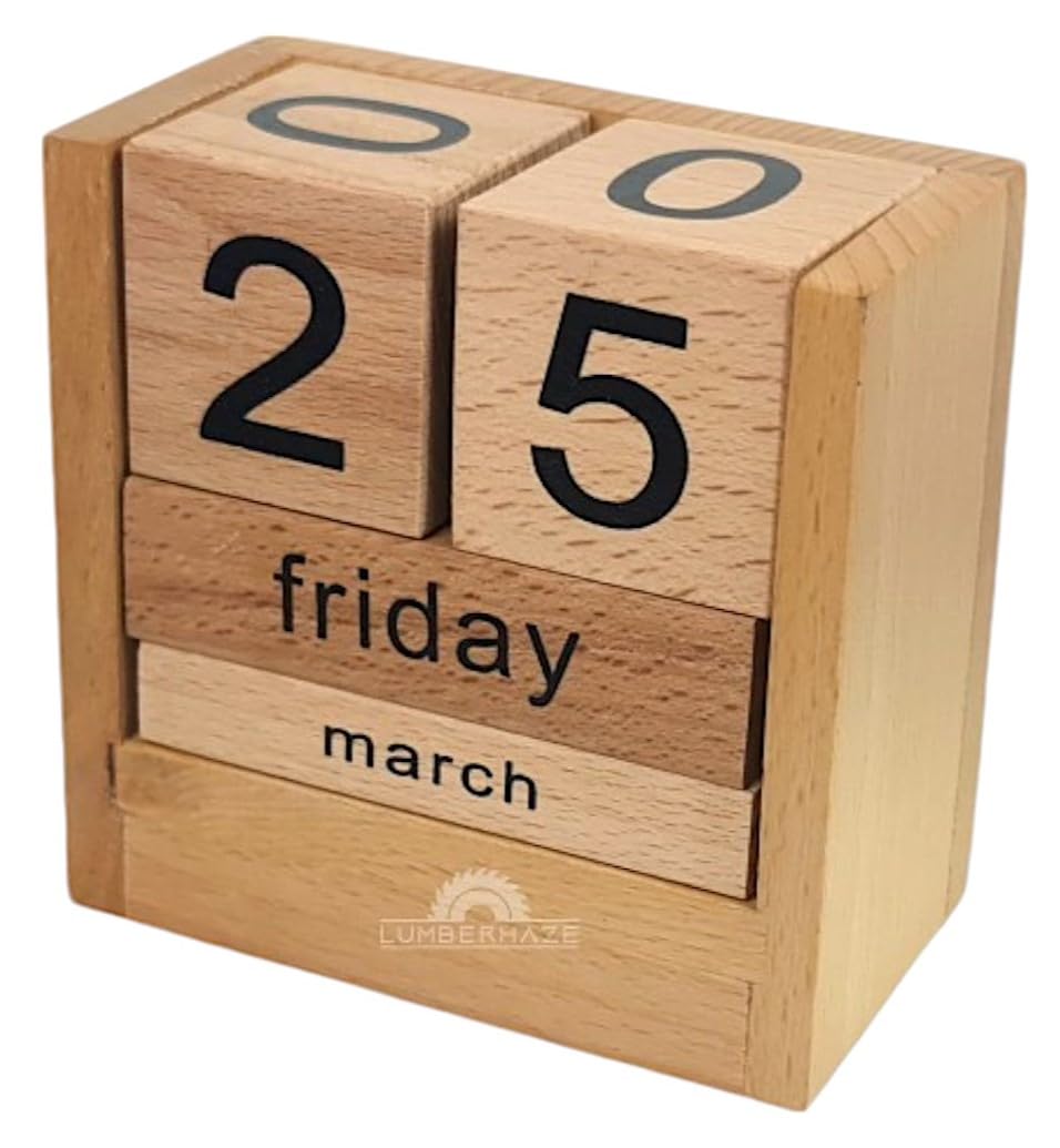 Amazon.com : Perpetual Block calendar for desk by Lumberkart, Month ...