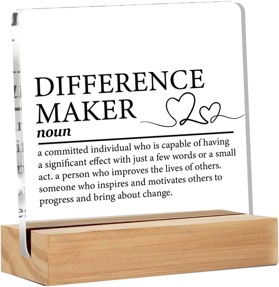 Amazon.com: Remifala Wooden Sign Gifts Difference Maker, Thank You Gift ...