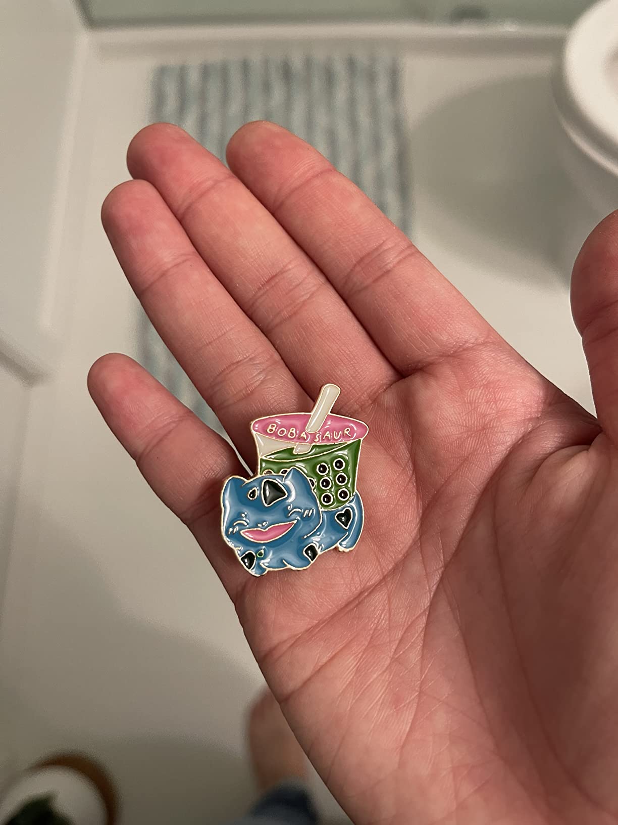 Amazon.com: Kawaii Bulbasaur Boba Bubble Tea Straw Metal Enamel Pin ...