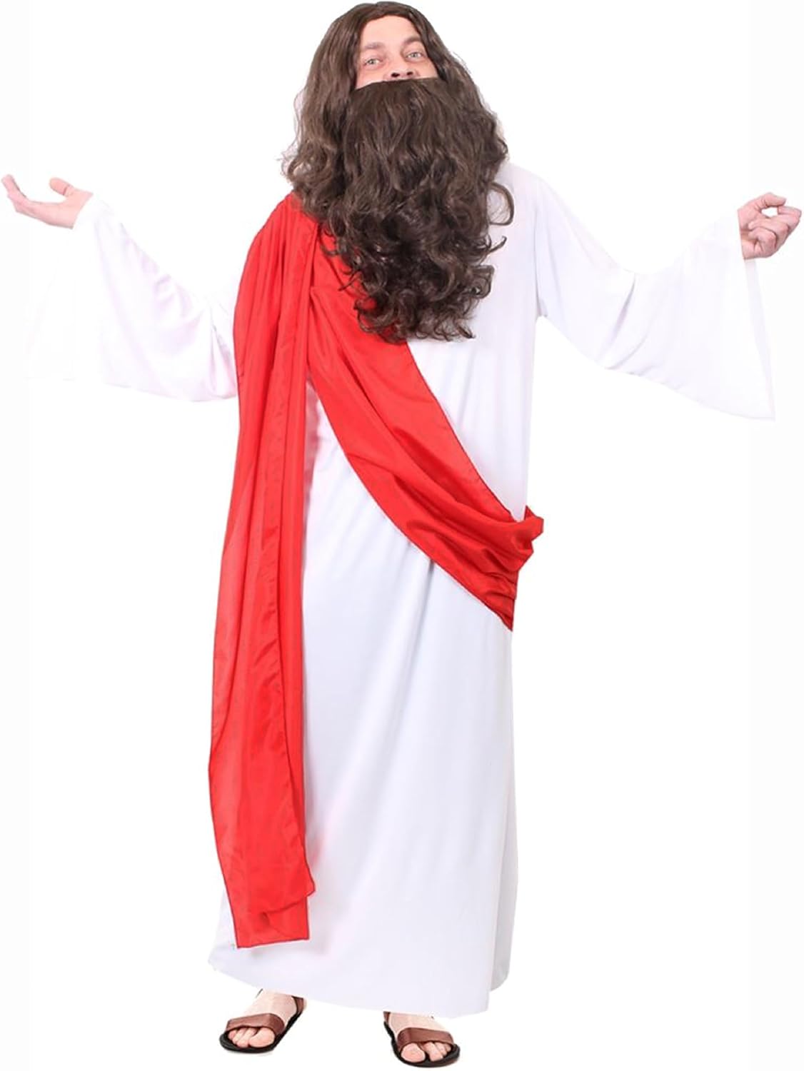 ADULTS JESUS FANCY DRESS COSTUME WITH WIG & BEARD - JESUS COSTUME (SIZE ...