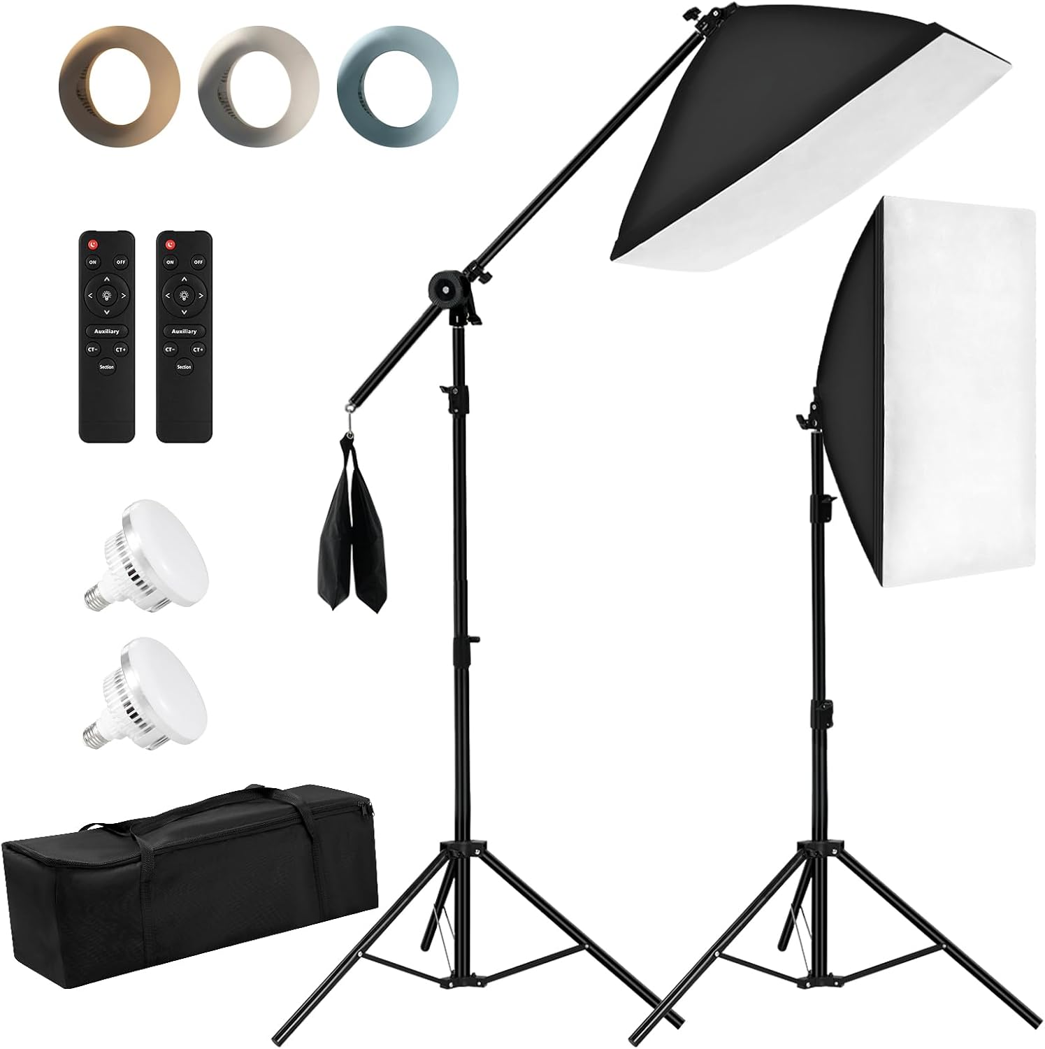 Niceveedi 50 * 70CM Photography Light Kit, 2-Pack 2700K-6500K Softbox ...