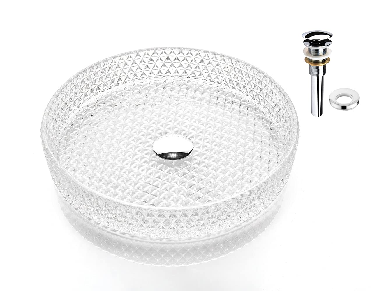 SKY Diamond Crystal Glass Vessel Sink In crystal clear Top Mount Sinks ...