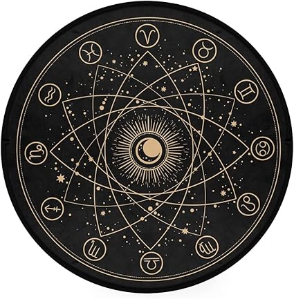 Amazon.com: ALAZA Zodiac Sign Geometric Round Area Rug Non-Slip Floor ...