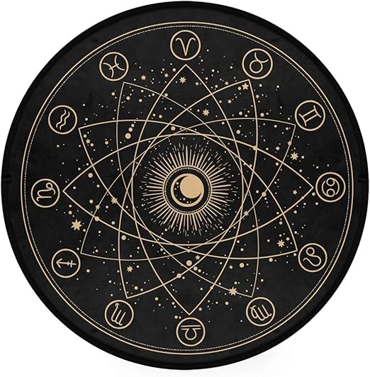 Amazon.com: ALAZA Zodiac Sign Geometric Round Area Rug Non-Slip Floor ...