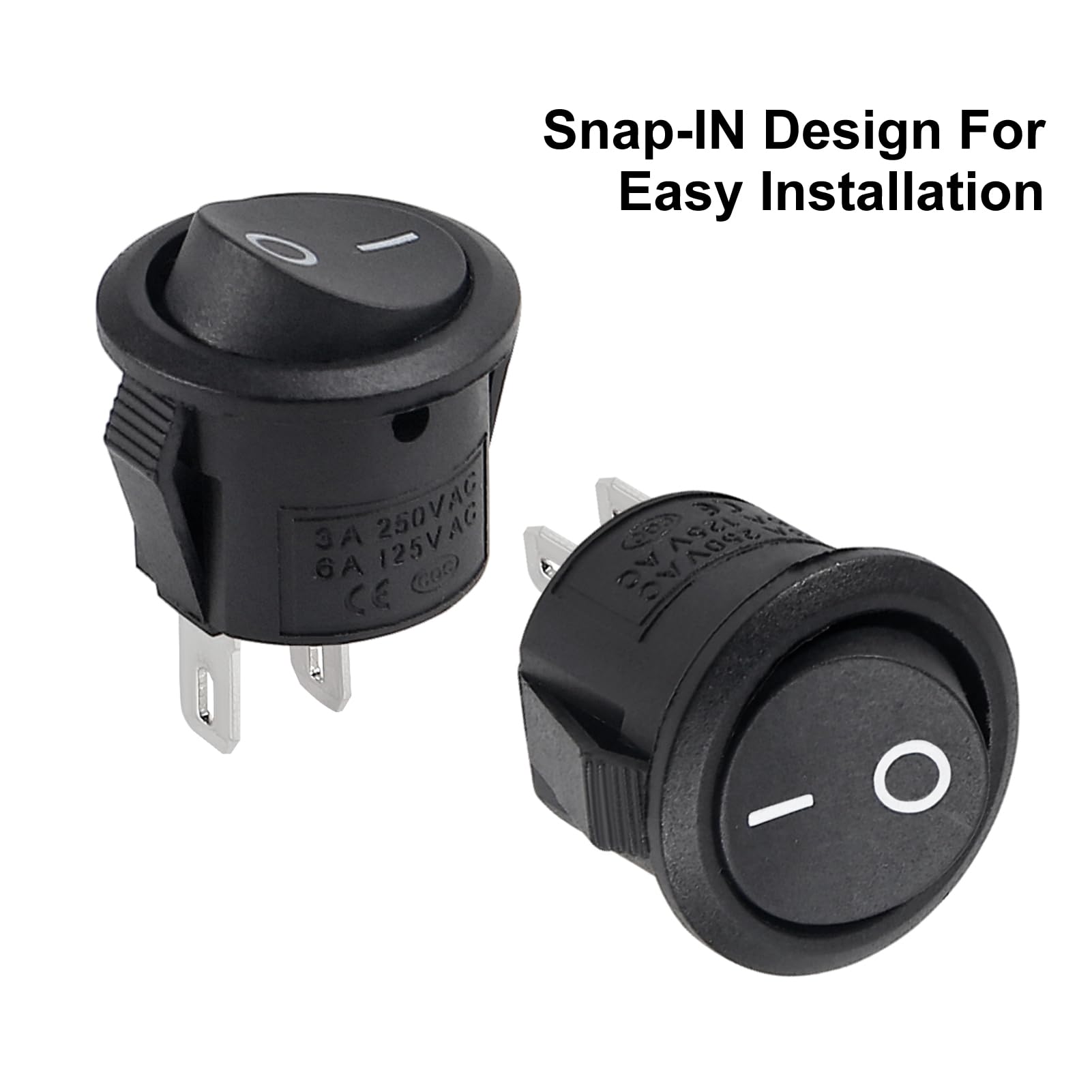 Snapklik.com : 15pcs Round Rocker Switch 12V 20A ON Off Switch Mini ...