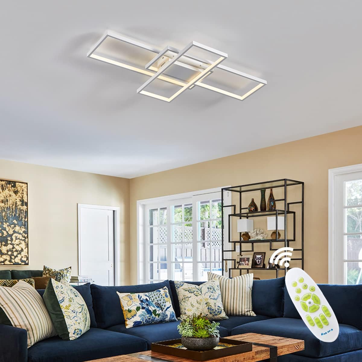 Leniure White Modern Square LED Light Ceiling Lamp Chandelier Lighting ...