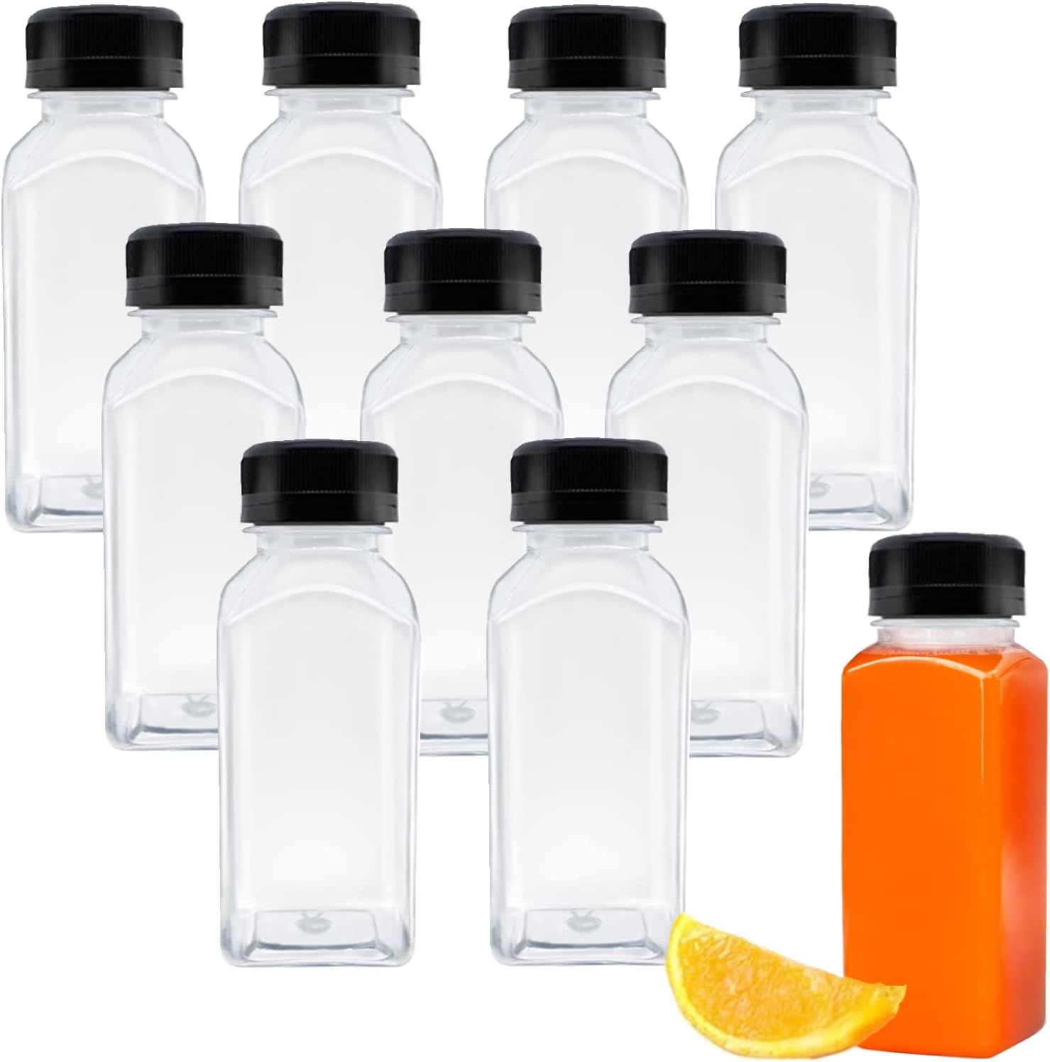 10 Pack Empty Plastic Juice Bottles, 8 Ounce Beverage Container Bottle ...