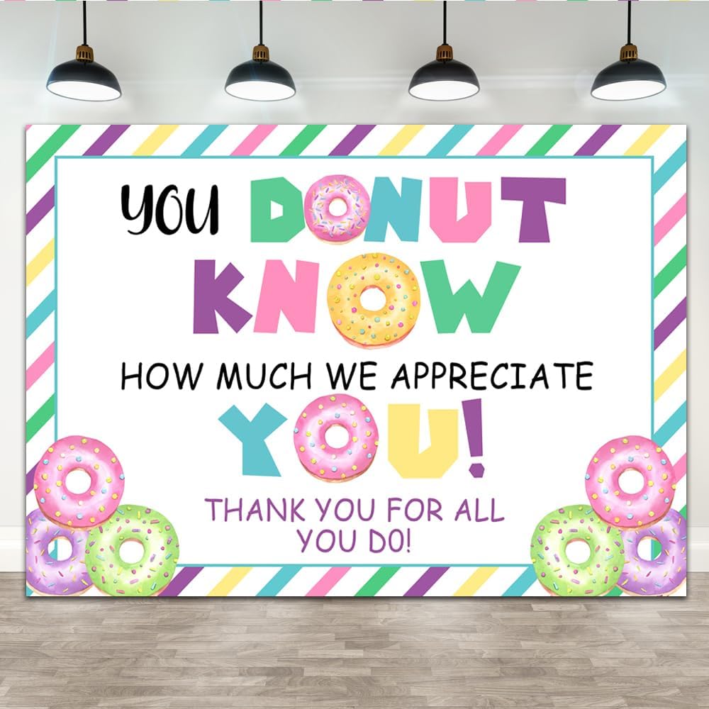 Amazon.com: Lofaris 7x5ft Doughnut Thank You Backdrop You Donut Know ...