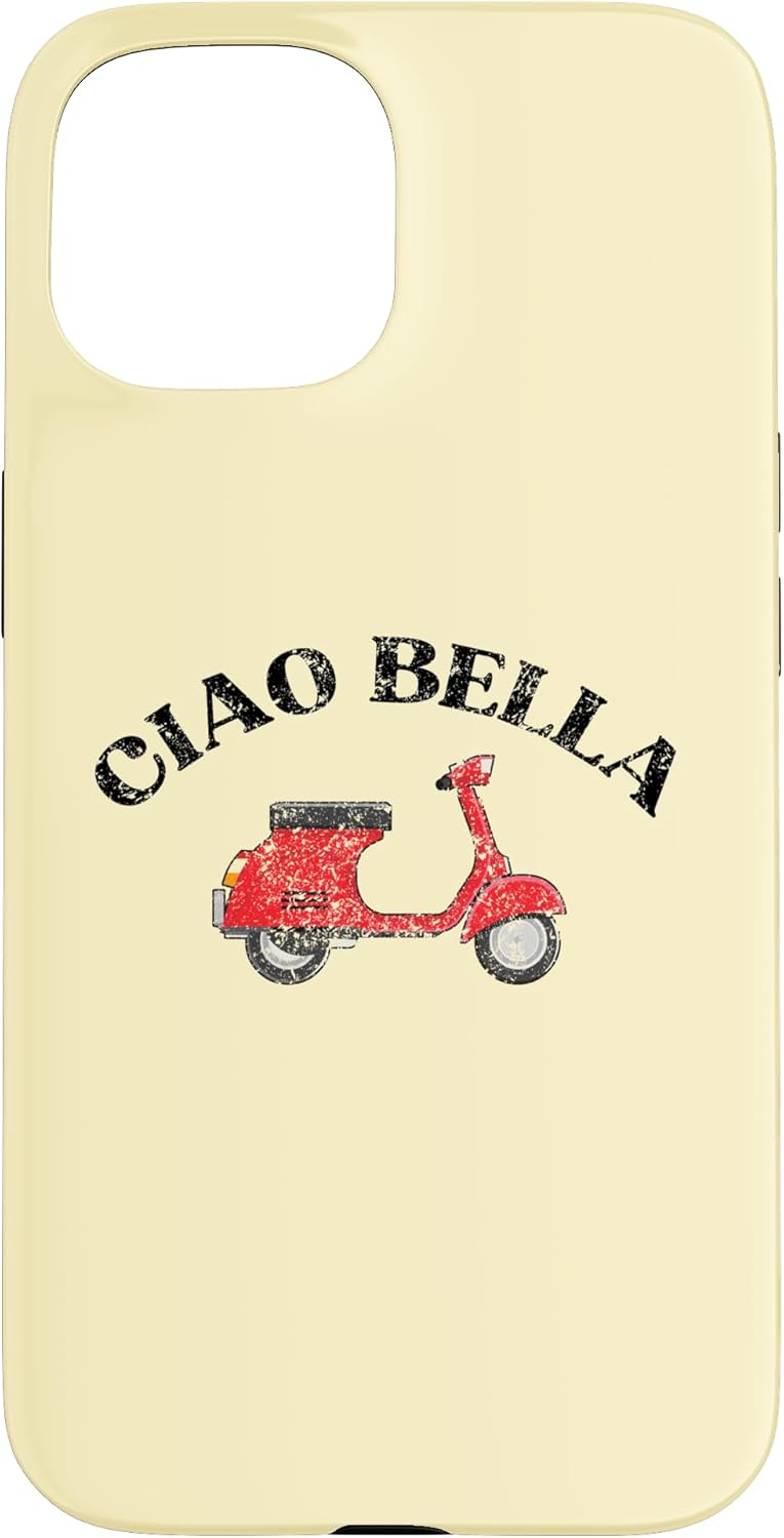 Amazon.com: iPhone 15 Ciao Bella Cute Italian Hello Goodbye Red Scooter ...