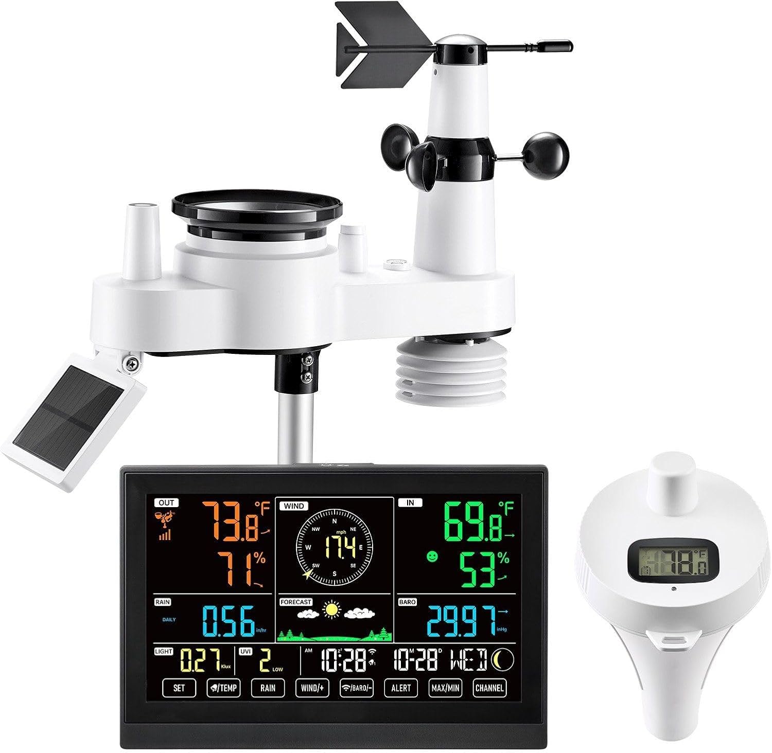 Amazon.com : 7-in-1 WiFi Weather Station w/ Outdoor Sensor & Pool ...