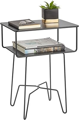 Amazon.com: mDesign Modern Industrial Side Table with Storage Shelf - 2 ...