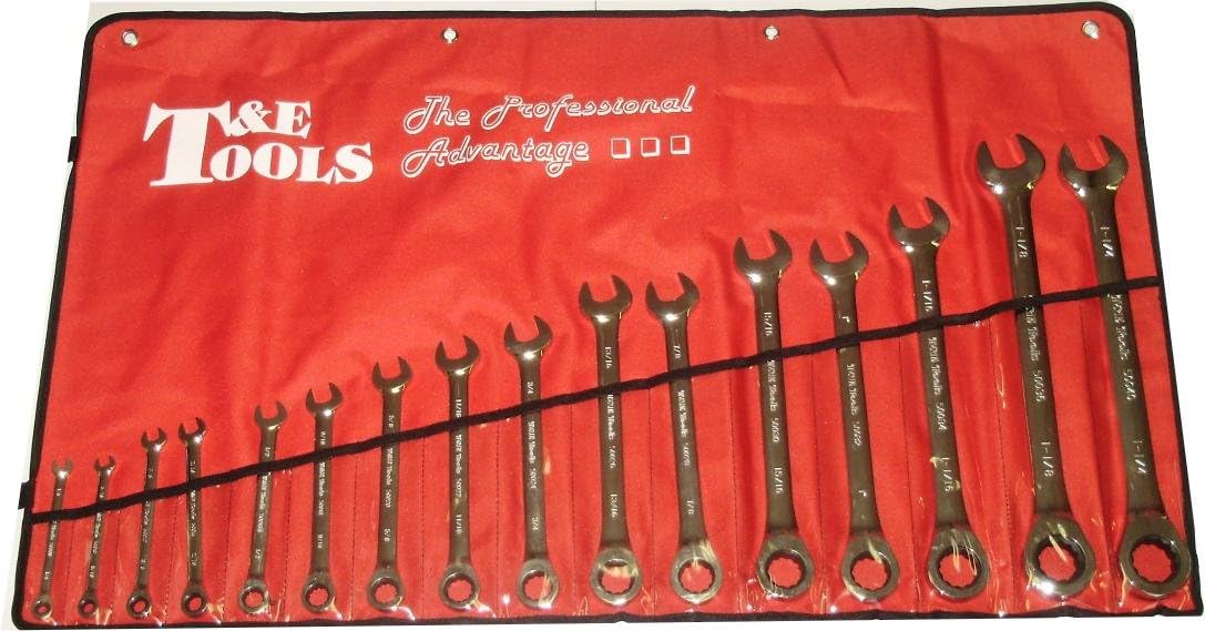 T & E Tools 16Pc. Tiger Tooth Ratchet Wrench Set Metric - Combination ...