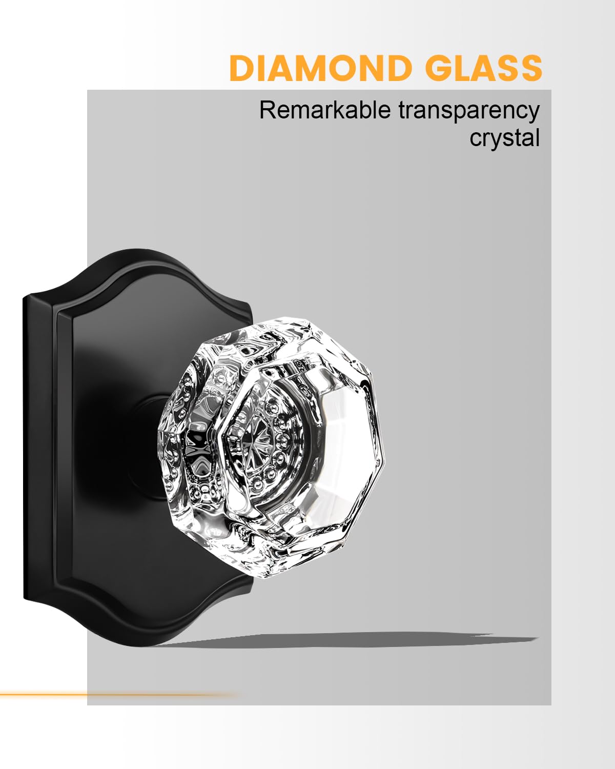 Snapklik.com : Crystal Dummy Door Knob,Glass Interior Door Handle Matte ...