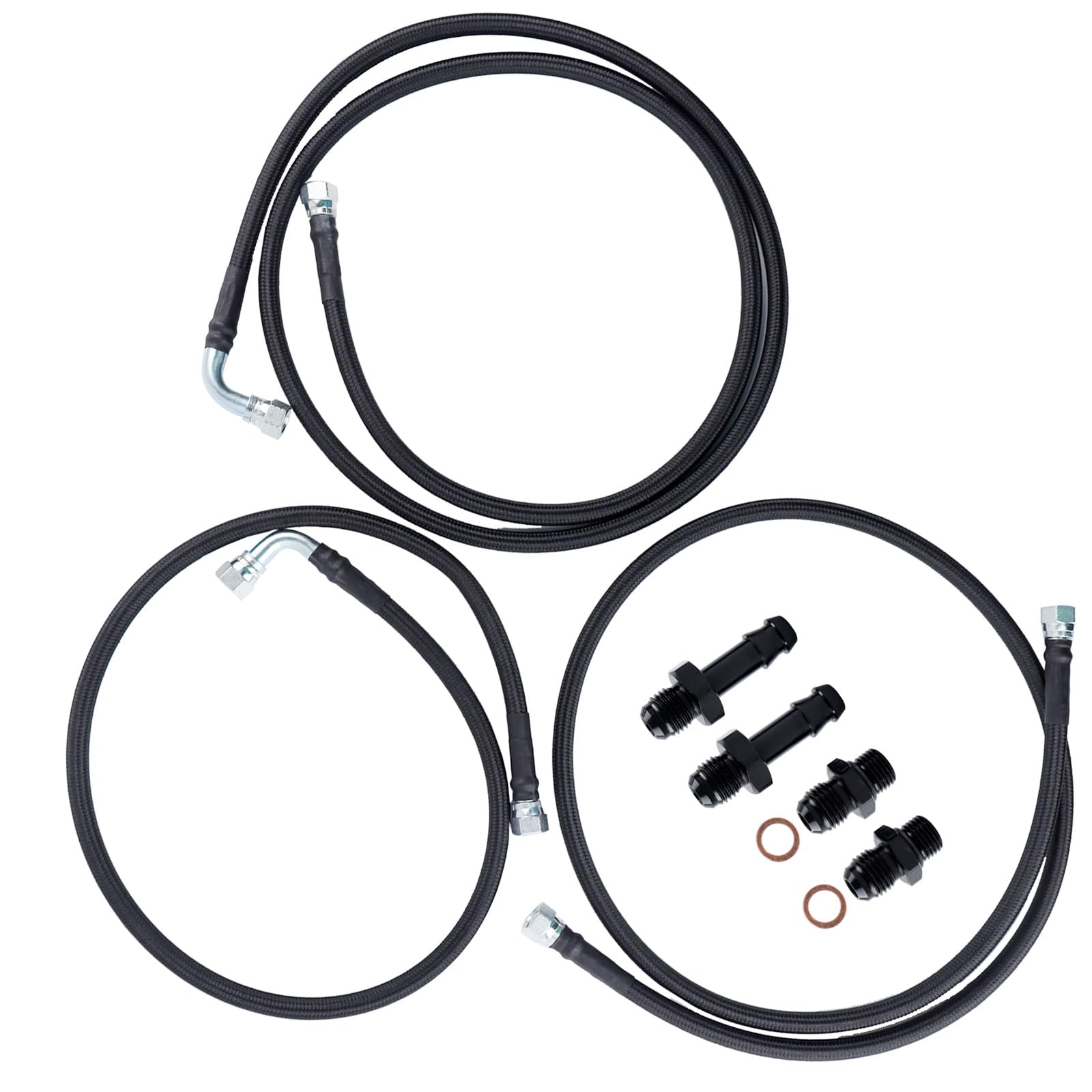 Snapklik.com : MUCO Flexible SS Braided Transmission Cooler Lines Kit ...