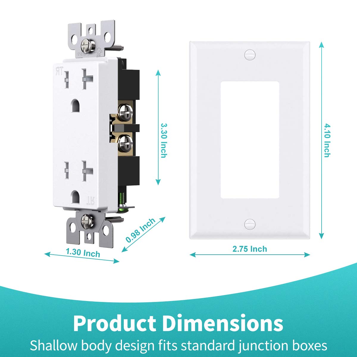 Snapklik.com : Micmi 20A Decorator Receptacle Outlet, Decorative Wall ...