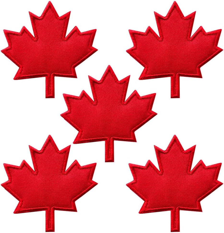 5 PCS Die Cut Canada Flag Iron on Sew on Patches, Canadian Glue Back ...