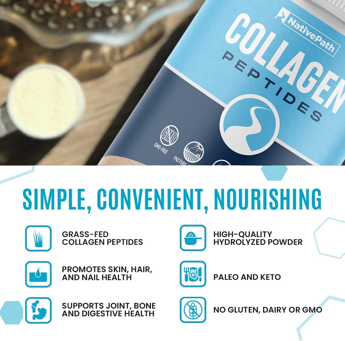 Buy NativePath Collagen Peptides Protein Powder for Skin, Hair, Nails ...