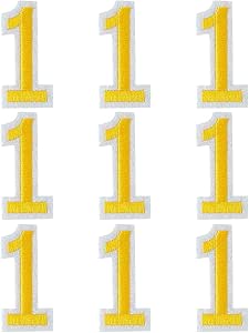 GUYI GYGYL Iron on Number Patches, 9Pcs of 2 Inch Yellow Number "1 ...