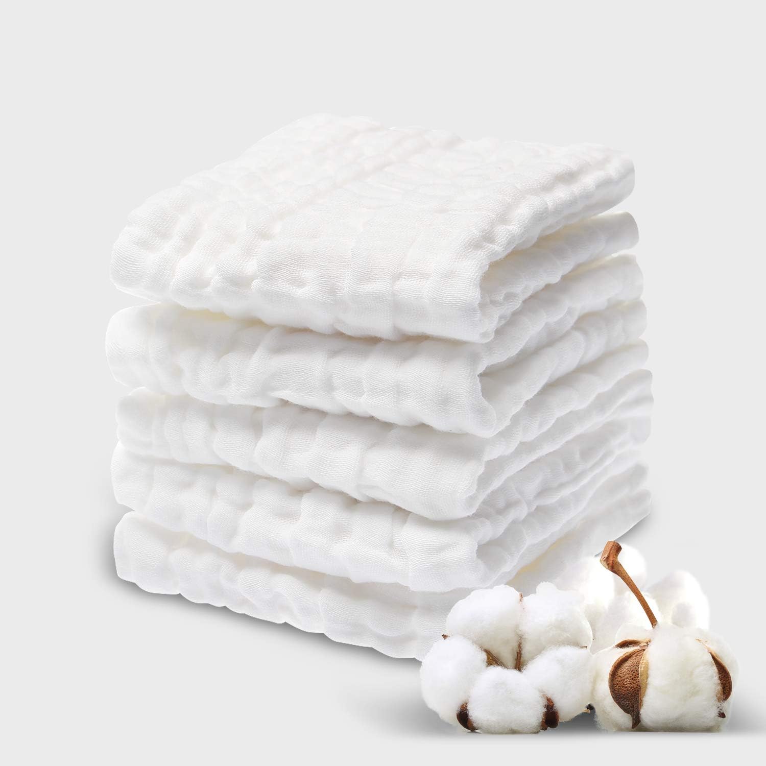 Amazon.com : NKKFREY Baby Muslin Washcloths- Natural Muslin Cotton Baby ...