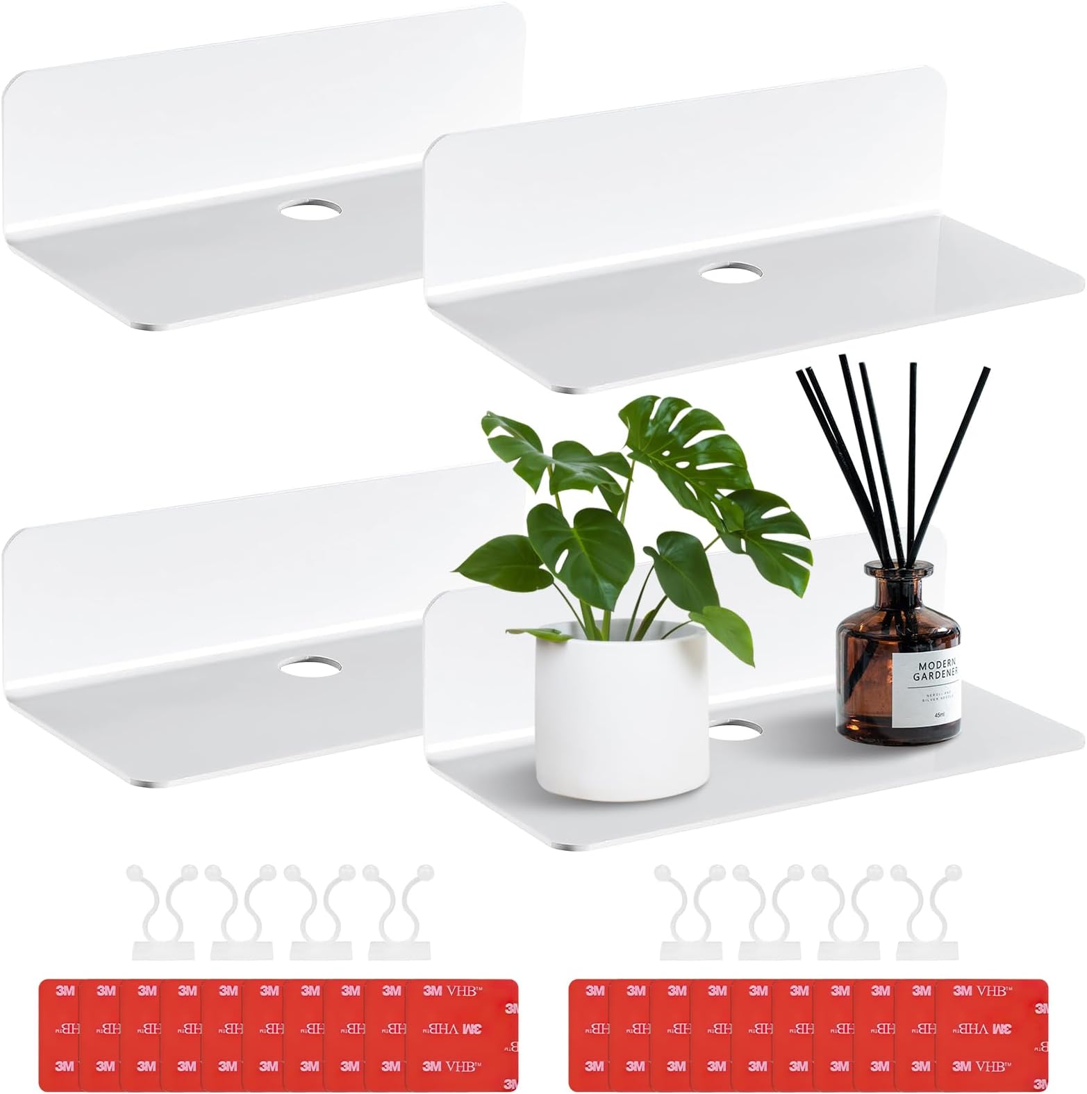 MSIHEY Wandregal Ohne Bohren Schweberegal,2er Set Weiß Unsichtbare ...