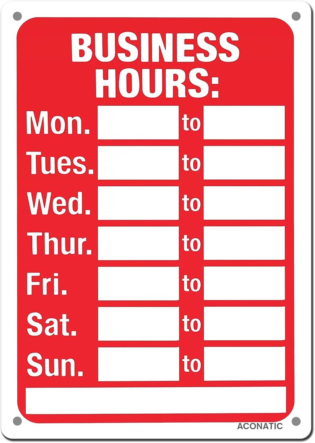 Amazon.com: ACONATIC Business Hours Sign,Store Open Sign,Office Closed ...